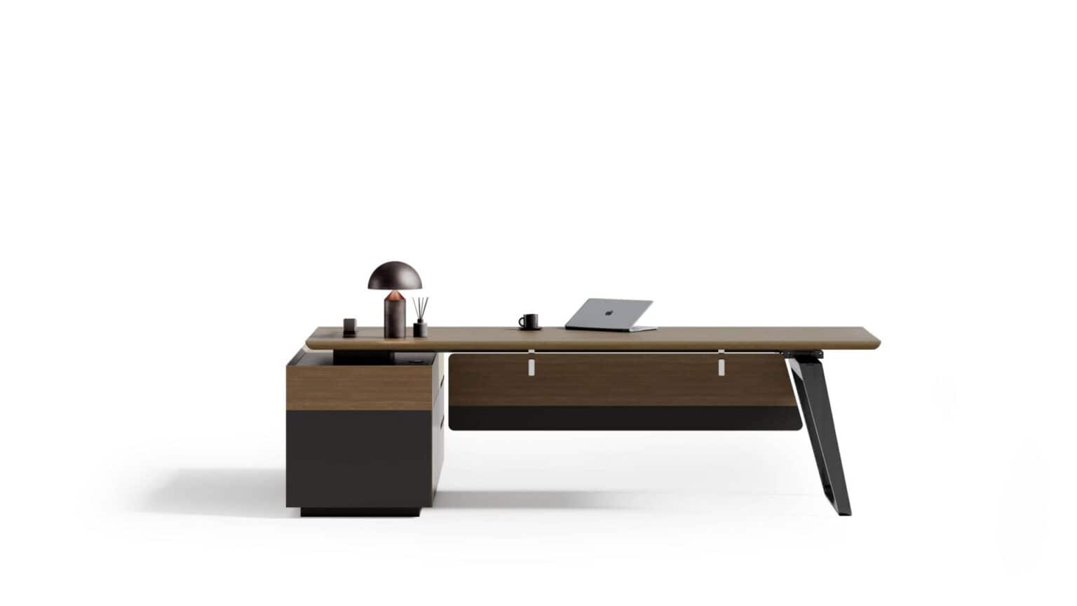 Quinn Executive Desk – Sleek Modern Design with Integrated Storage.