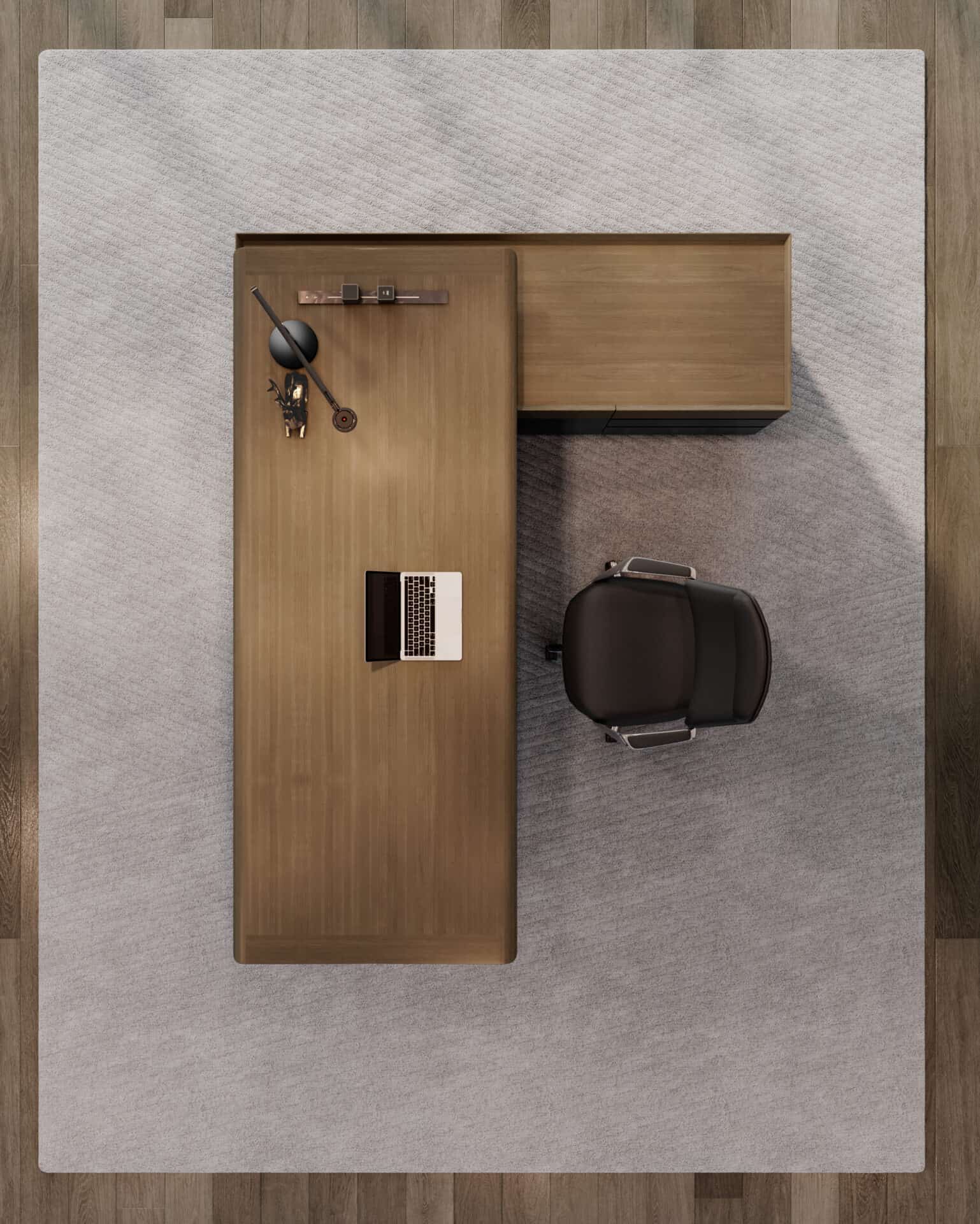 Quinn Executive Desk – Sleek Modern Design with Integrated Storage.