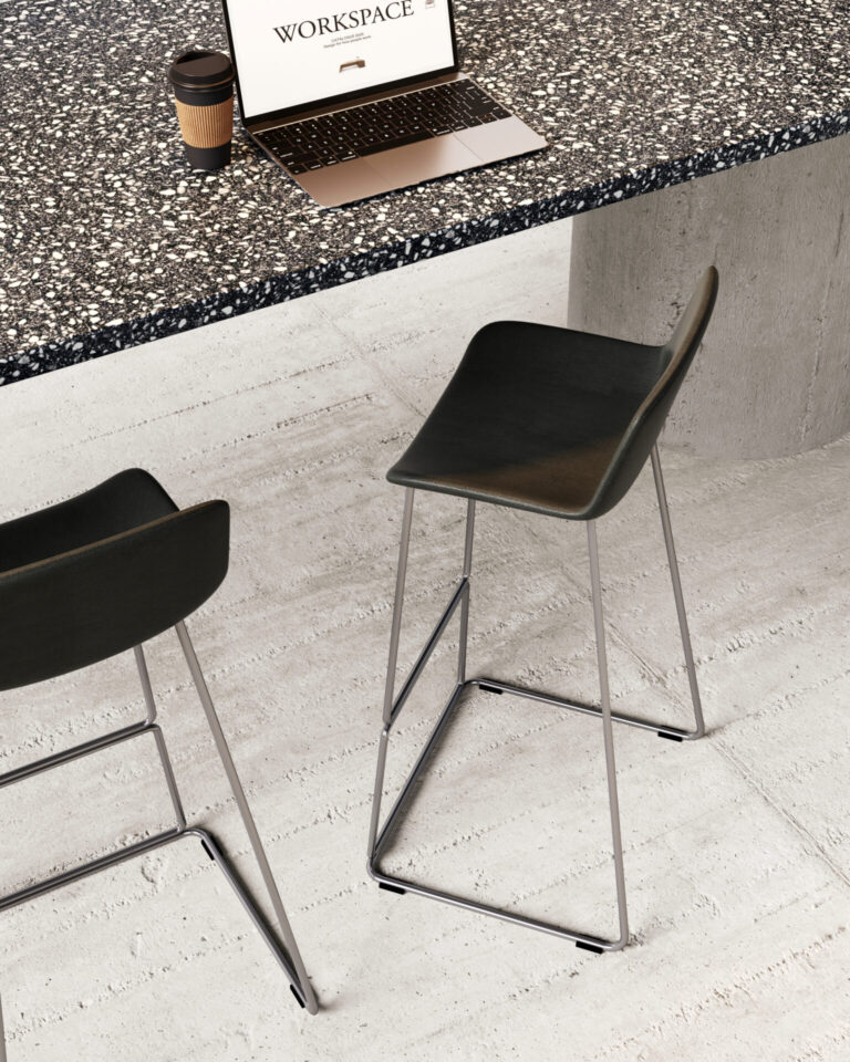 Modern Upholstered Bar Stool with Sleek Metal Frame – Ideal for Cafés ...